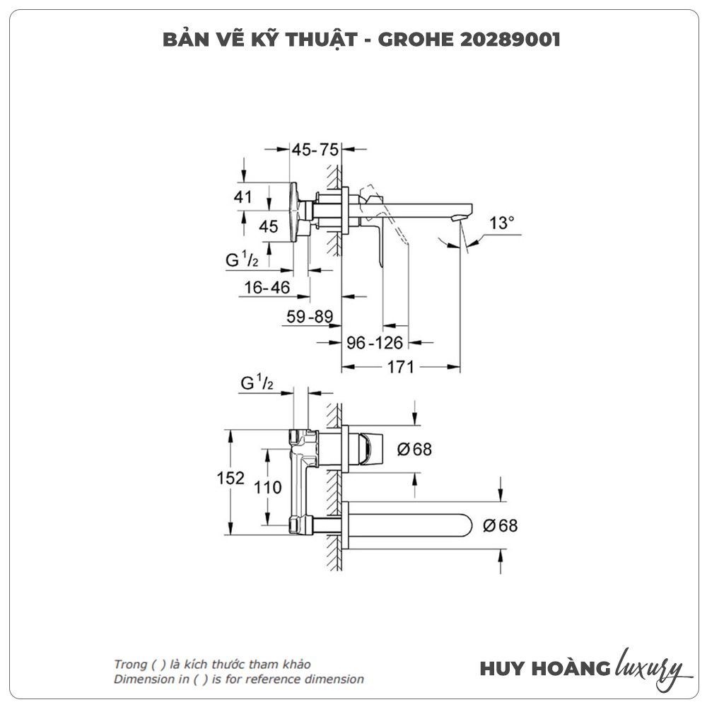 Vòi lavabo gắn tường GROHE 20289001 chính hãng, giá tốt | MUA NGAY