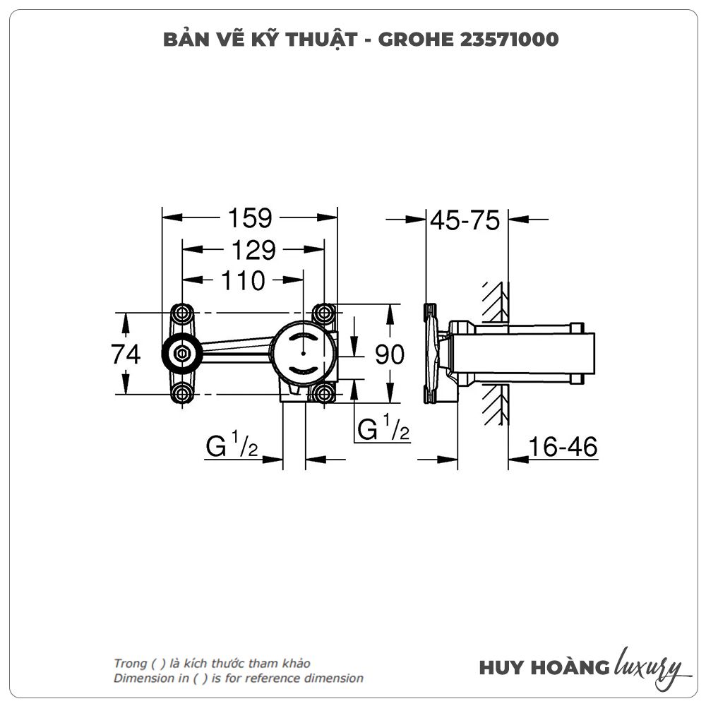 Vòi lavabo gắn tường GROHE 23571000 chính hãng, giá tốt | MUA NGAY