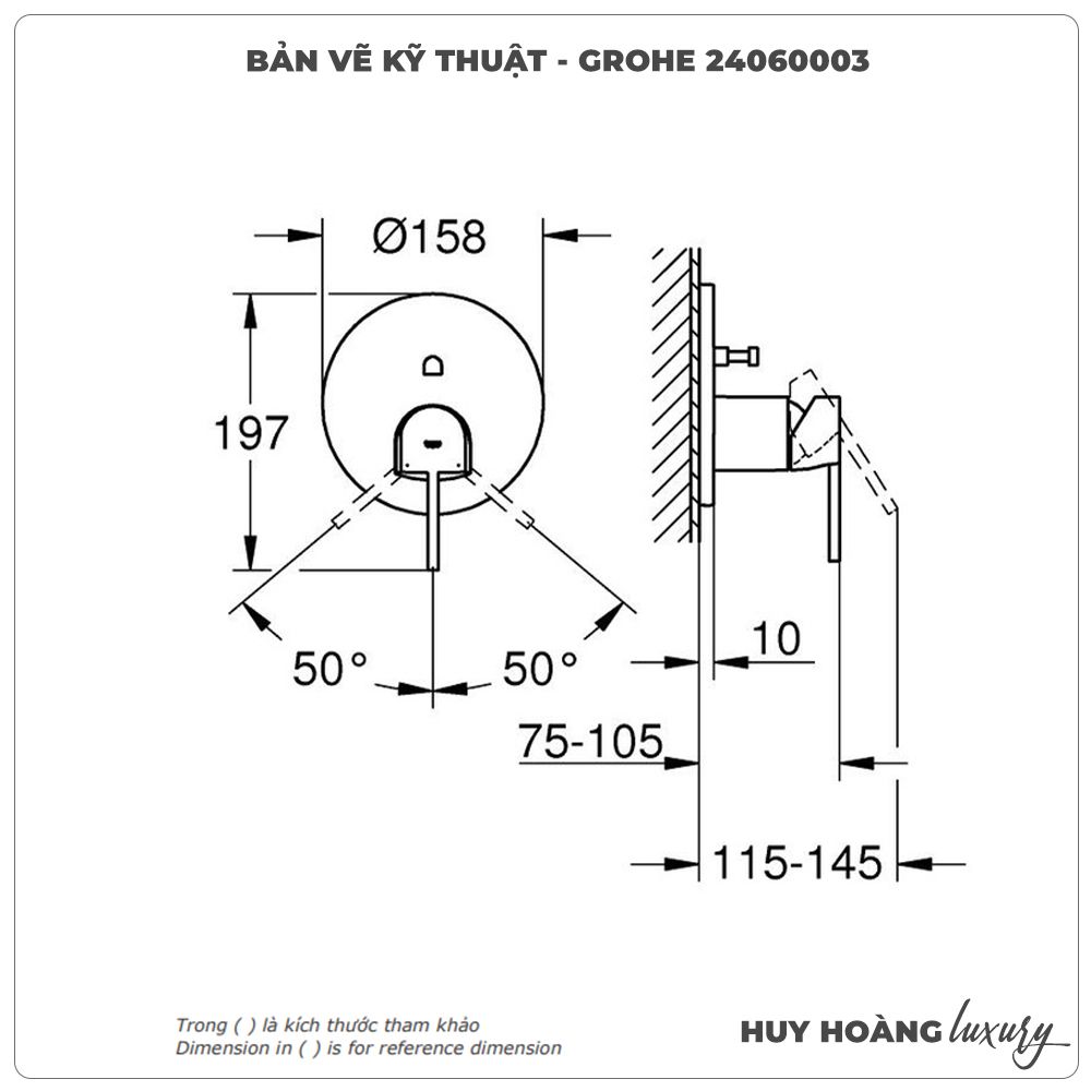 Mặt nạ bộ trộn sen âm GROHE 24060003 - Chính hãng