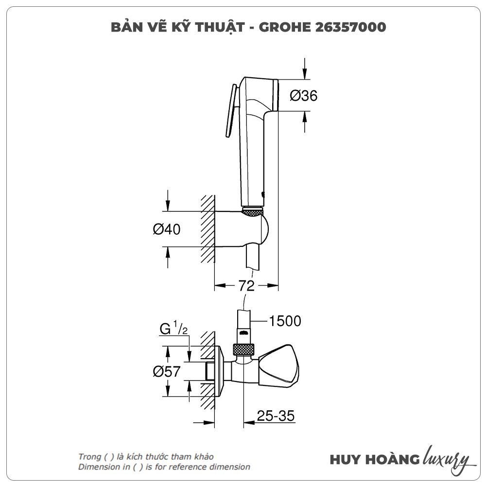 Vòi xịt vệ sinh GROHE 26357000 chính hãng | HUY HOÀNG LUXURY
