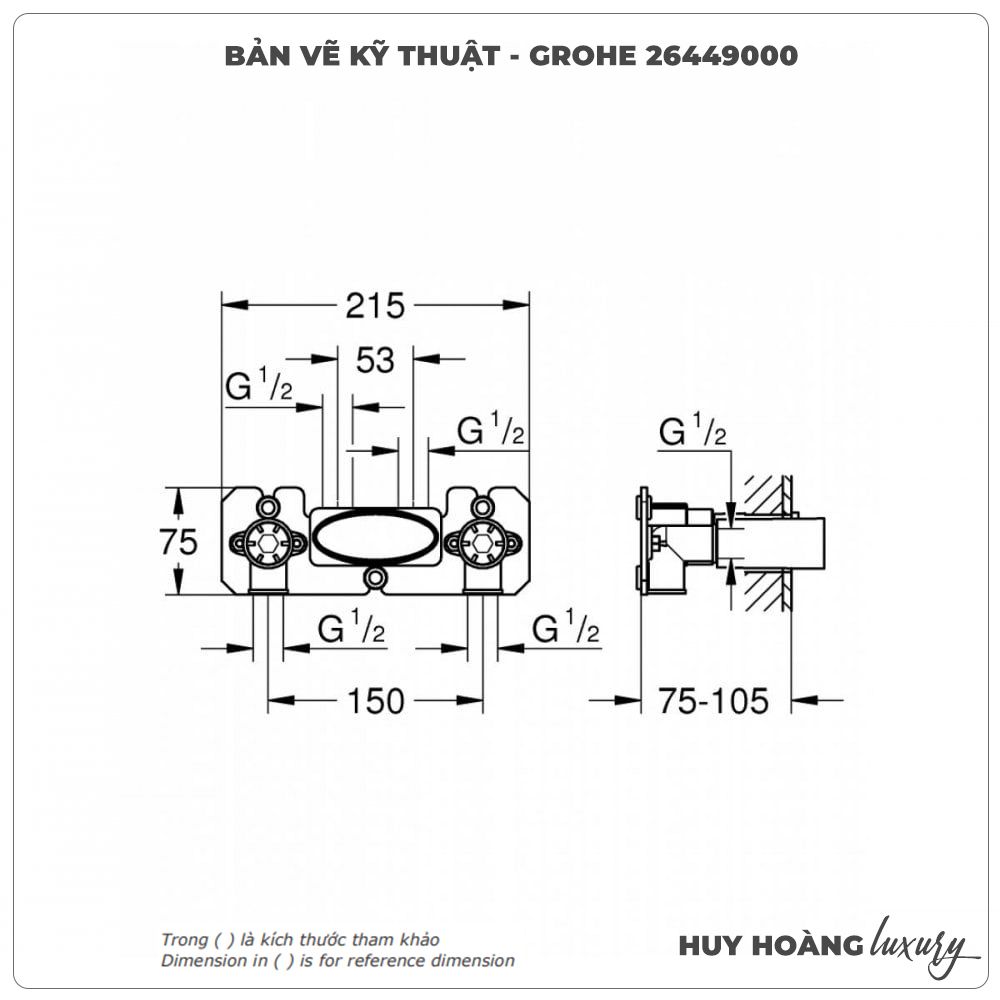 Bộ trộn nhiệt âm tường GROHE 26449000 | Hàng hiệu giá tổt