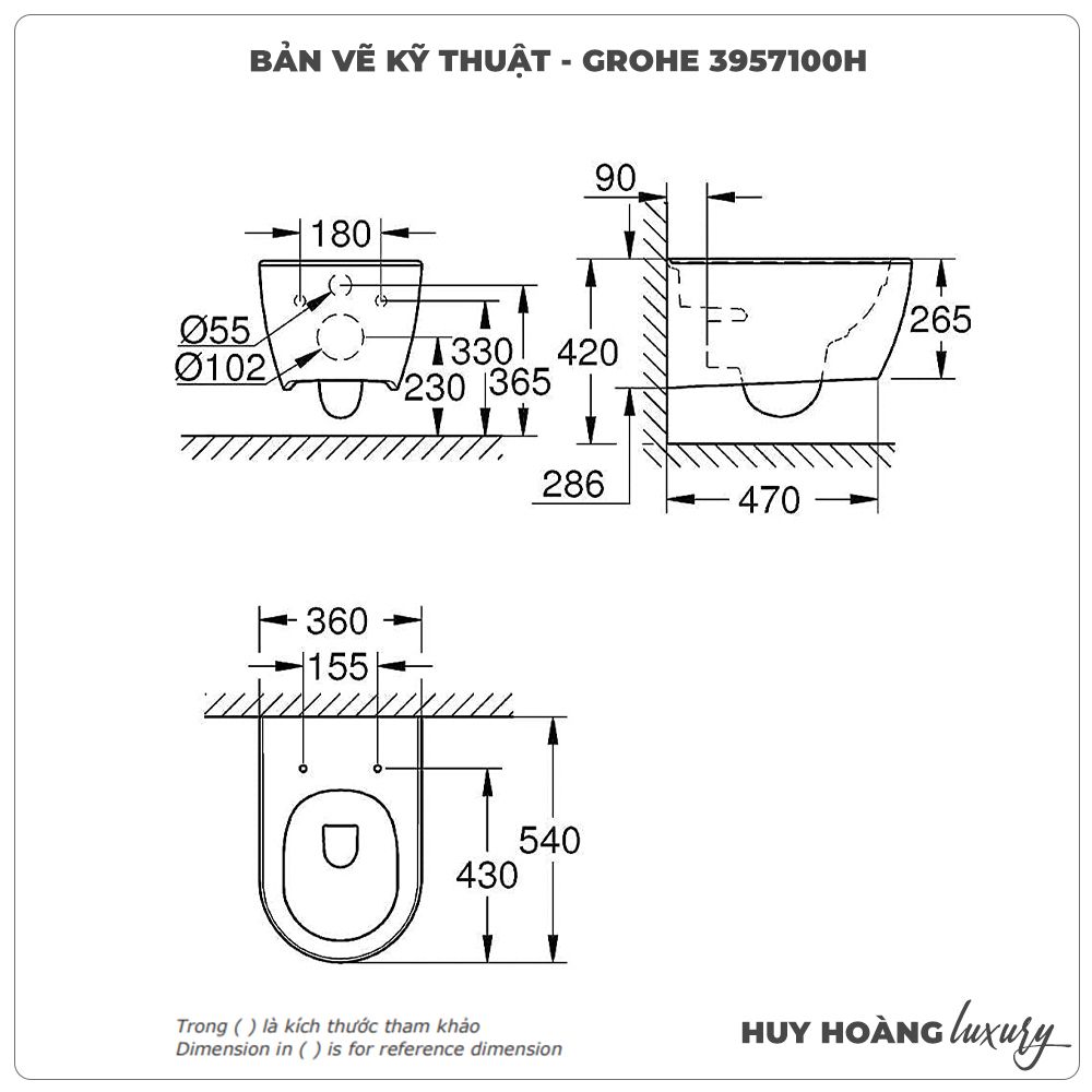 Thân bồn cầu treo tường GROHE 3957100H | CHÍNH HÃNG 100%