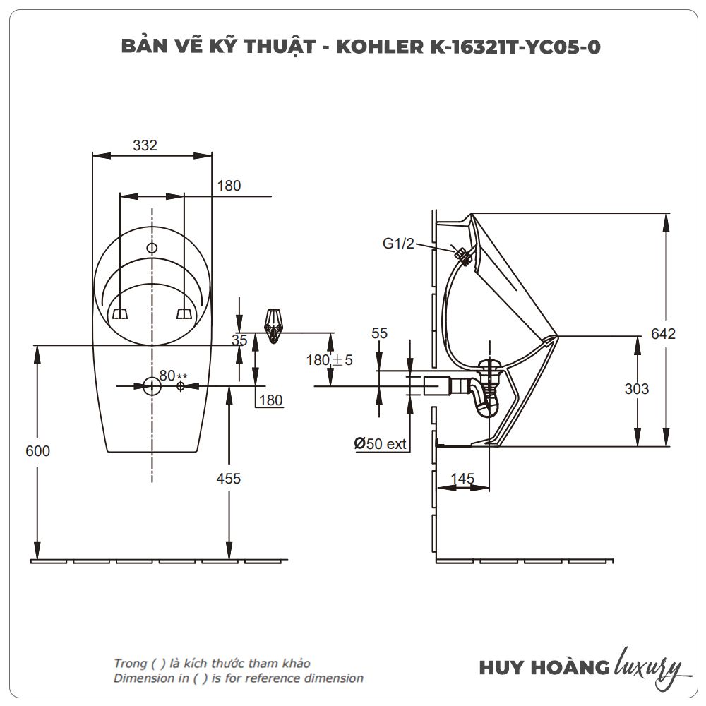 Bồn tiểu nam cảm ứng K-16321T-YC05-0 - Nhập khẩu chính hãng