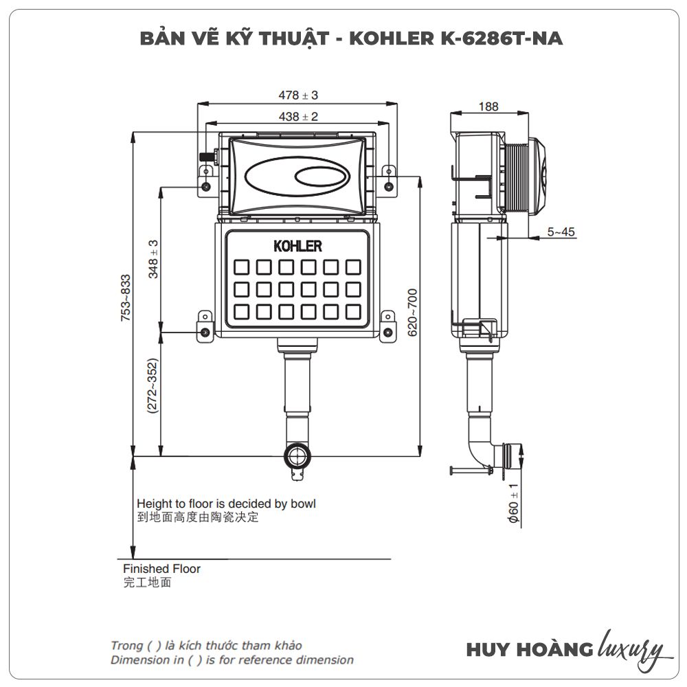 Két nước âm tường KOHLER K-6286T-NA chính hãng - Tổng kho giá sỉ