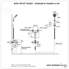 Vòi sen nóng lạnh KOHLER K-74036T-4-CP cao cấp - Chính hãng