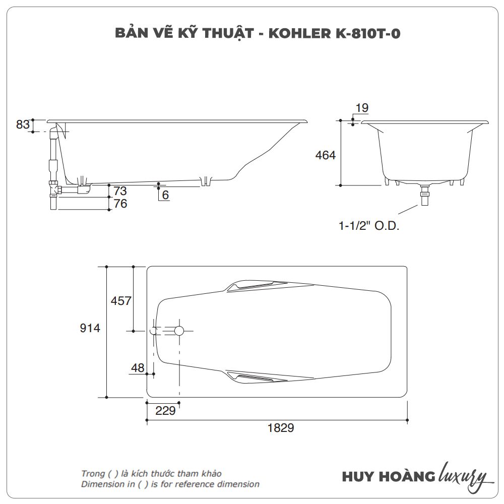 Bồn tắm xây KOHLER K-810T-0 chính hãng, giá tốt | MUA NGAY