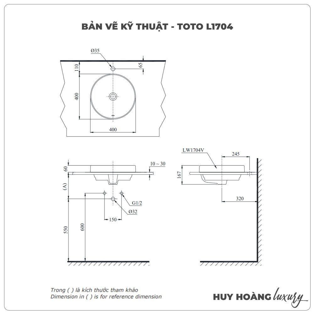 Lavabo đặt bàn TOTO L1704 chính hãng TOTO | HUY HOÀNG LUXURY