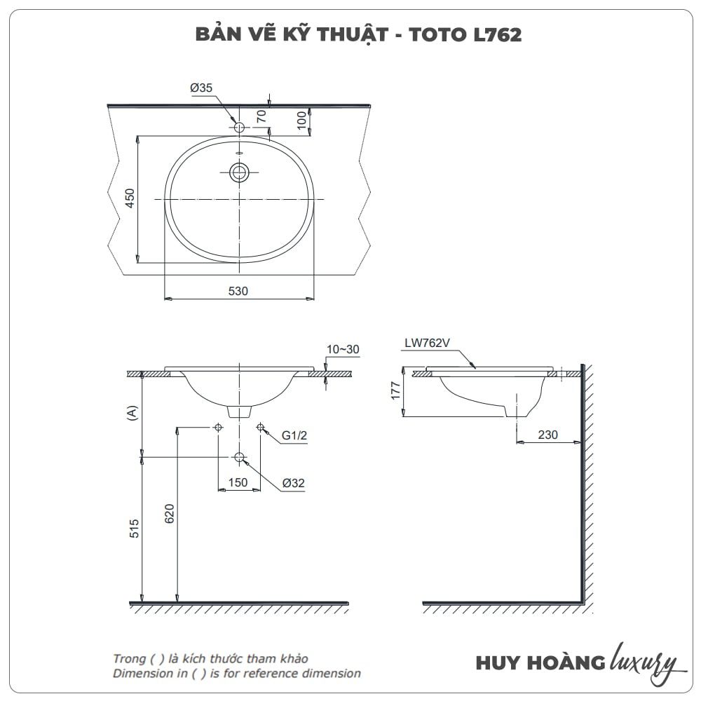 Chậu rửa mặt lavabo dương vành TOTO L762 chính hãng, giá tốt | MUA NGA