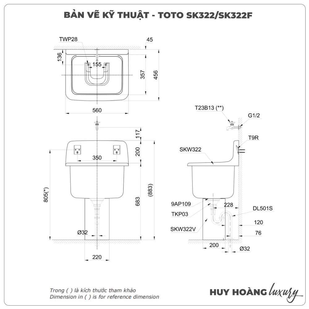 Lavabo treo tường TOTO SK322/SK322F - Vẻ đẹp tối giản