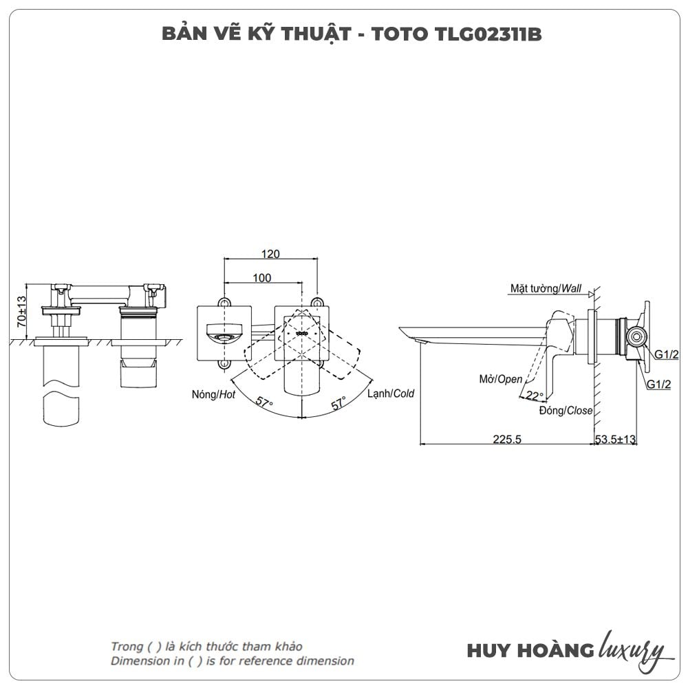 Vòi chậu gắn tường TOTO TLG02311B - Nhập khẩu chính hãng
