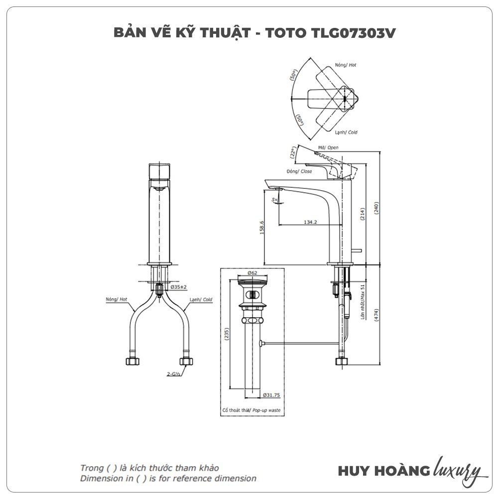 Vòi lavabo nóng lạnh TOTO TLG07303V - Nhập khẩu chính hãng