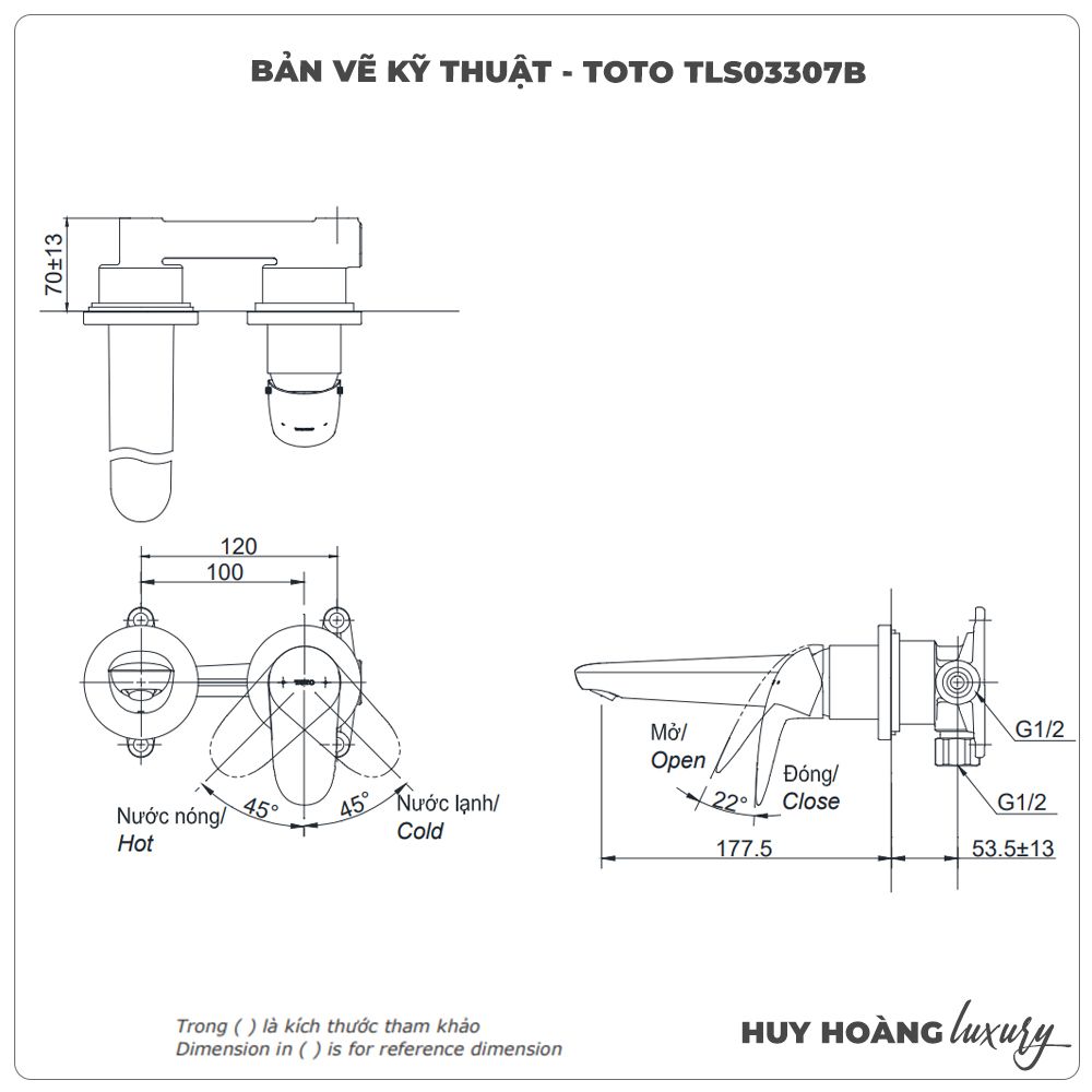 Vòi chậu gắn tường TOTO TLS03307B - Nhập khẩu chính hãng