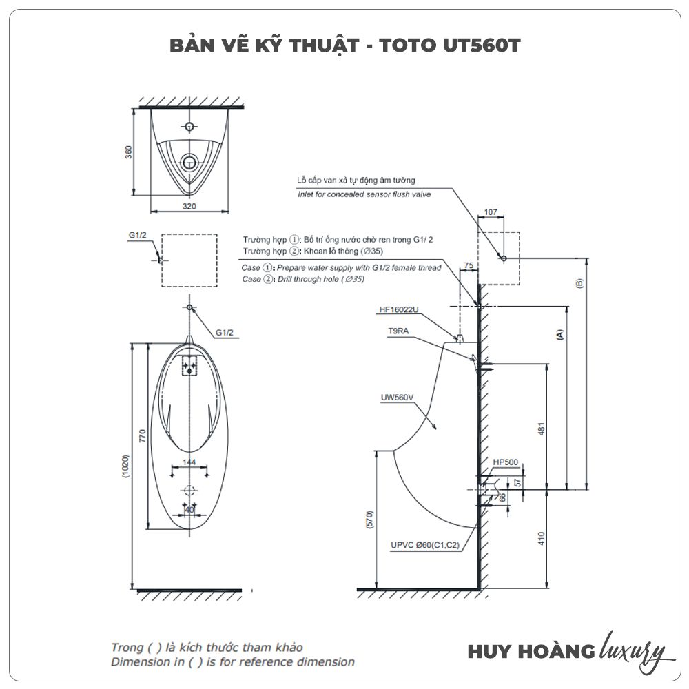 Bồn tiểu nam TOTO UT560T - Nhập khẩu chính hãng