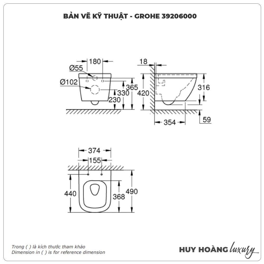 Thân bồn cầu treo tường GROHE 39206000 | CHÍNH HÃNG 100%