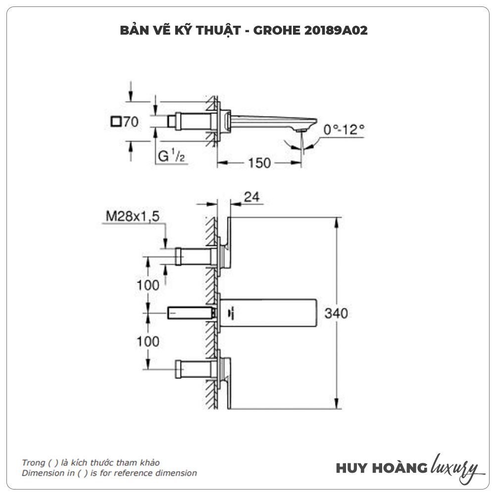 Vòi chậu gắn tường GROHE 20189A02 - Nhập khẩu chính hãng