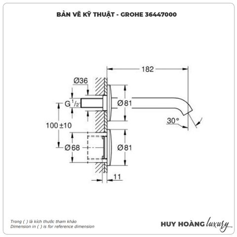 Vòi lavabo âm tường GROHE chính hãng, công nghệ Châu Âu