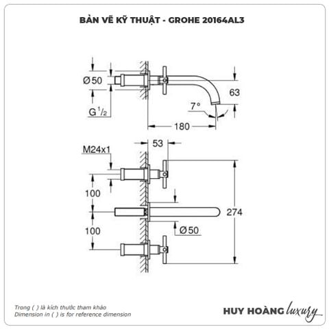 Vòi lavabo nóng lạnh 3 lỗ GROHE 20304001 - Nhập khẩu chính hãng