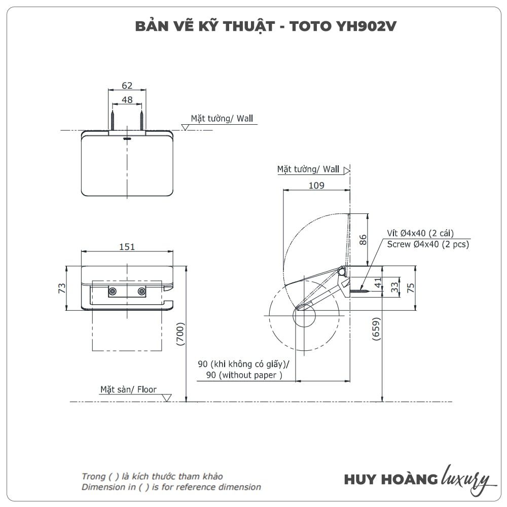 Lô giấy vệ sinh TOTO YH902V cao cấp - Bền bỉ theo thời gian