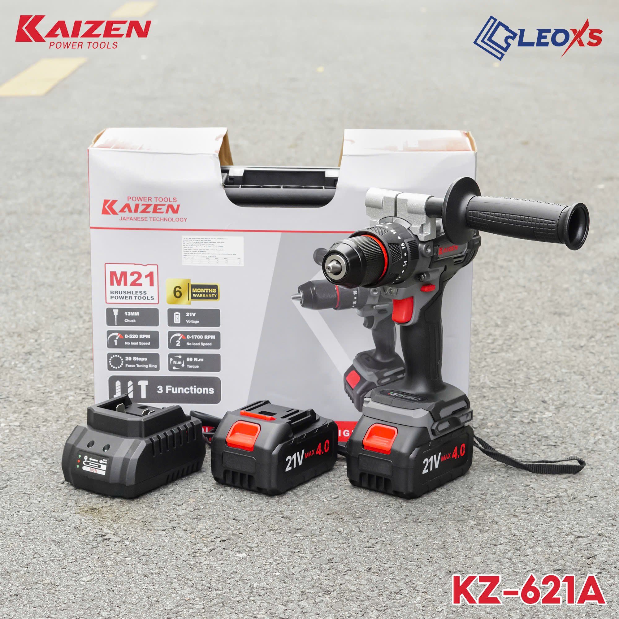 Máy khoan pin 3 chức năng 21V Kaizen 80Nm KZ-621A – Kaizenpowertools.vn