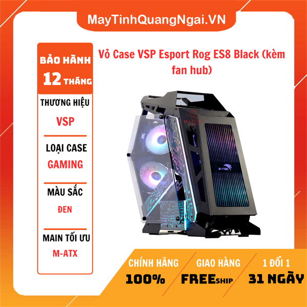 Vỏ Case VSP Esport Rog ES8 Black (kèm fan hub)