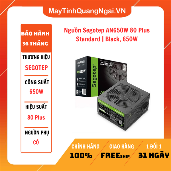 Nguồn Segotep AN650W 80 Plus Standard | Black, 650W