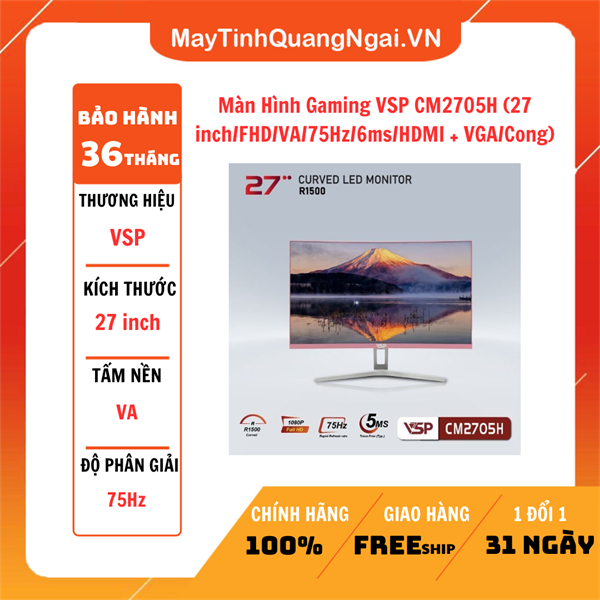 Màn Hình Gaming VSP CM2705H (27 inch/FHD/VA/75Hz/6ms/HDMI + VGA/Cong)