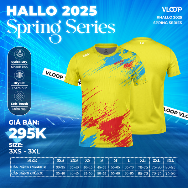 ÁO THỂ THAO CỔ TRÒN VLOOP MÀU VÀNG - BỘ SƯU TẬP HALLO 2025 - SPRING SE ...