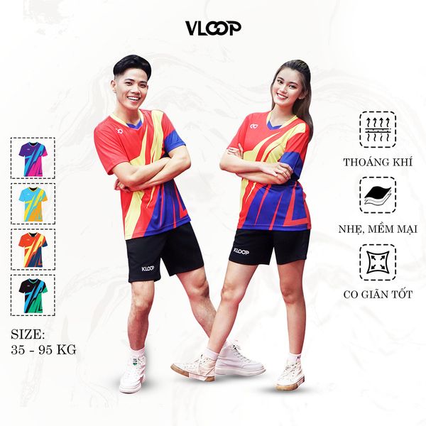 Áo thể thao KLOOP co giãn thoải mái họa tiết Thunder phiên bản cổ tim – VLOOP - Thời Trang Thể Thao