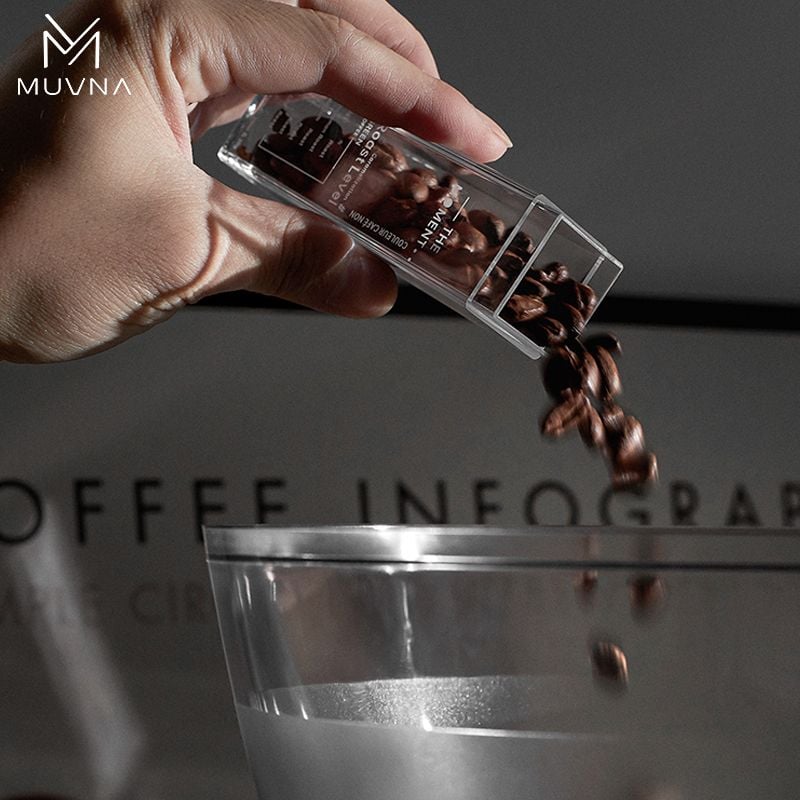 Bộ 6 Ống Đựng Hạt Cà Phê Khay Gỗ Cao Cấp MUVNA | Coffee Bean Tube Set