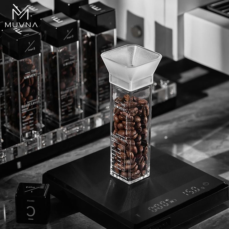 Bộ 6 Ống Đựng Hạt Cà Phê Khay Gỗ Cao Cấp MUVNA | Coffee Bean Tube Set