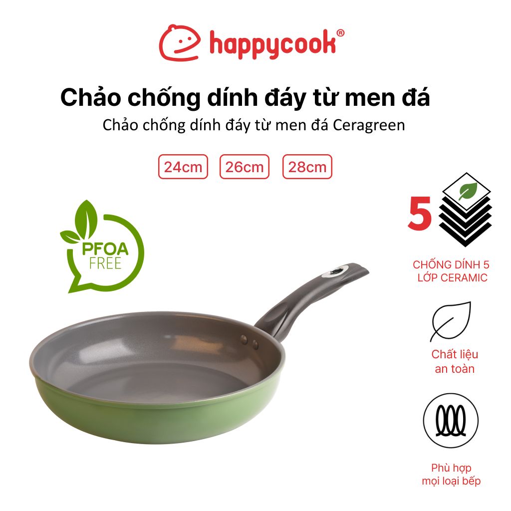 Chảo chống dính đáy từ Happy Cook ceragreen CGFP-24IH – HAPPYCOOK