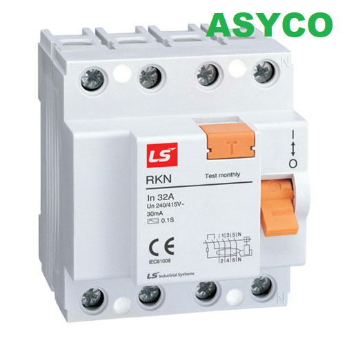 Aptomat chống giật dạng tép (RCCB) RKN 3P+N 40A 100mA LS – asyco