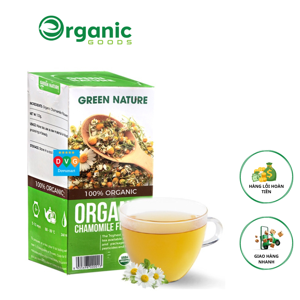 TRÀ CÚC NGUYÊN BÔNG CHAMOMILE 100G GREEN NATURE – ORGANIC GOODS