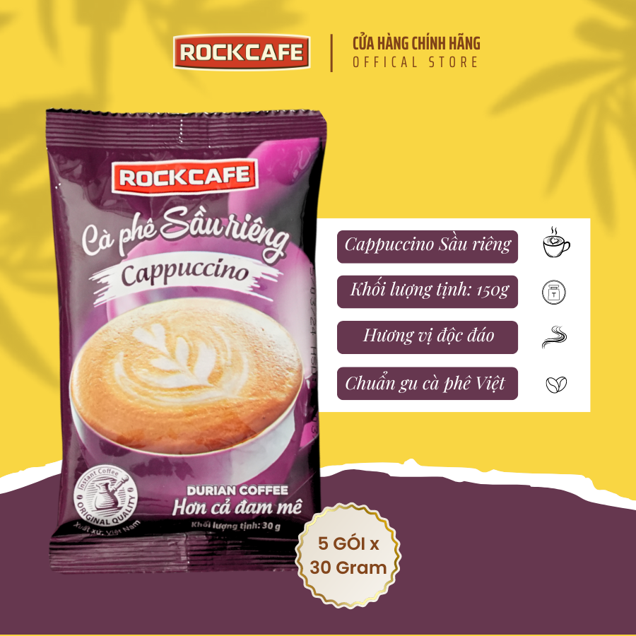 ROCKCAFE - CAPPUCCINO SẦU RIÊNG (5 gói x 30 gram) – RockCafe