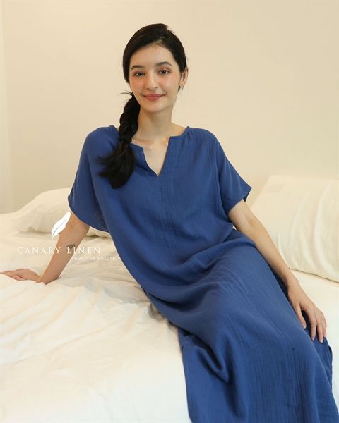 Aira Dress - Xanh indigo – CANARY LINEN