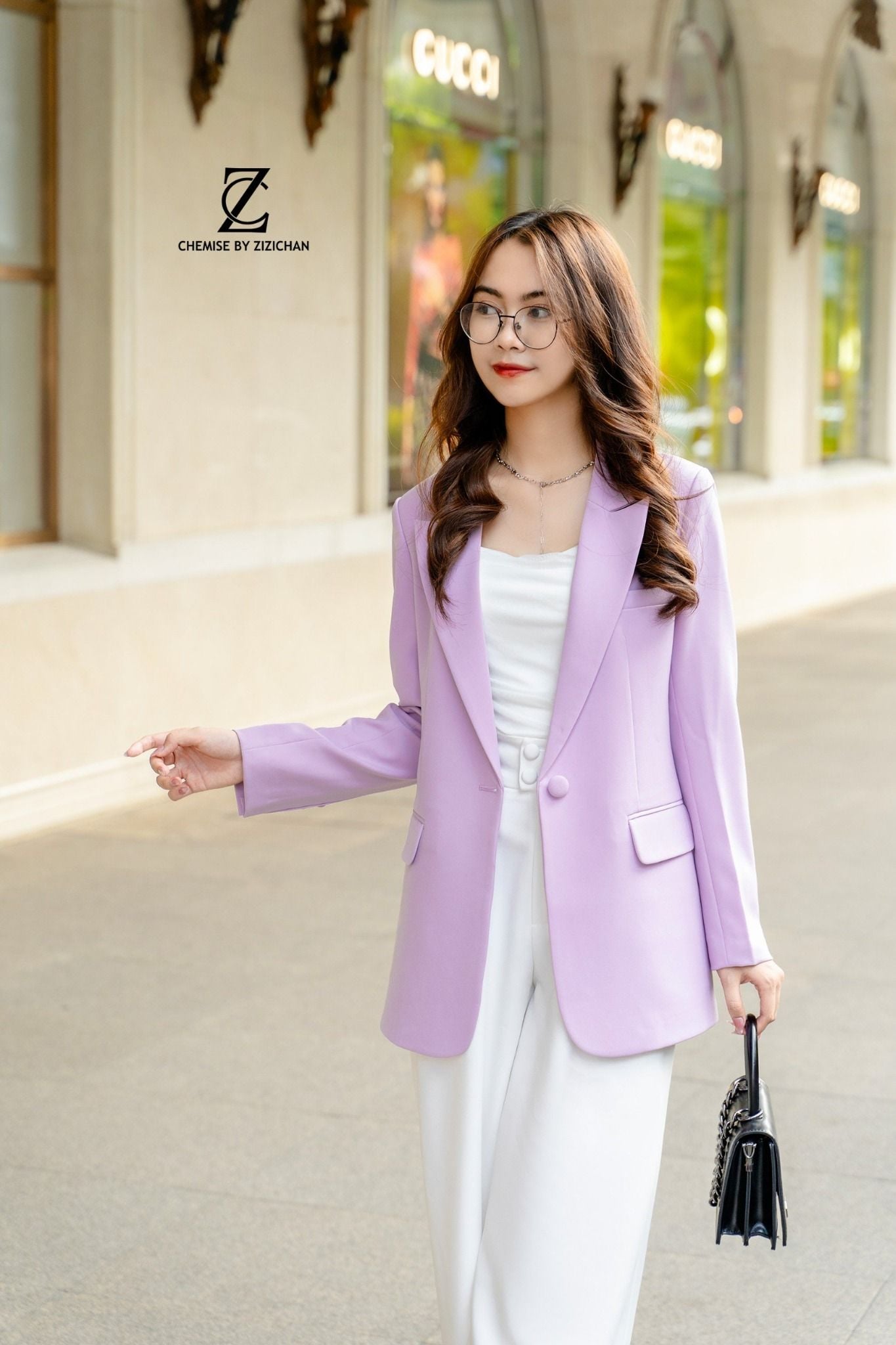 Áo blazer ZI.29_Áo blazer dài tay Tím Lavender - Chemise by Zizichan