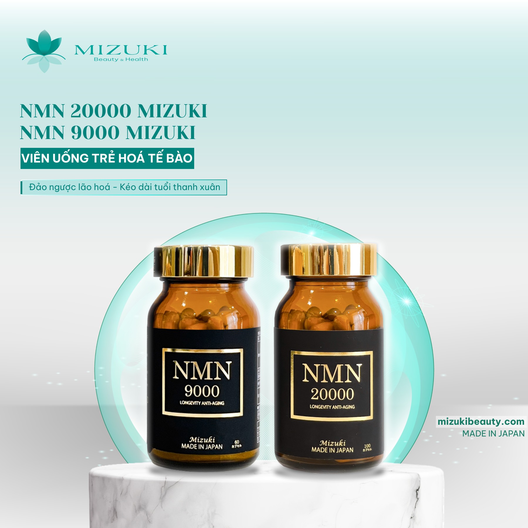 VIÊN UỐNG TRẺ HÓA TẾ BÀO NMN 20000 MIZUKI (100 VIÊN) – MIZUKI Beauty & Health