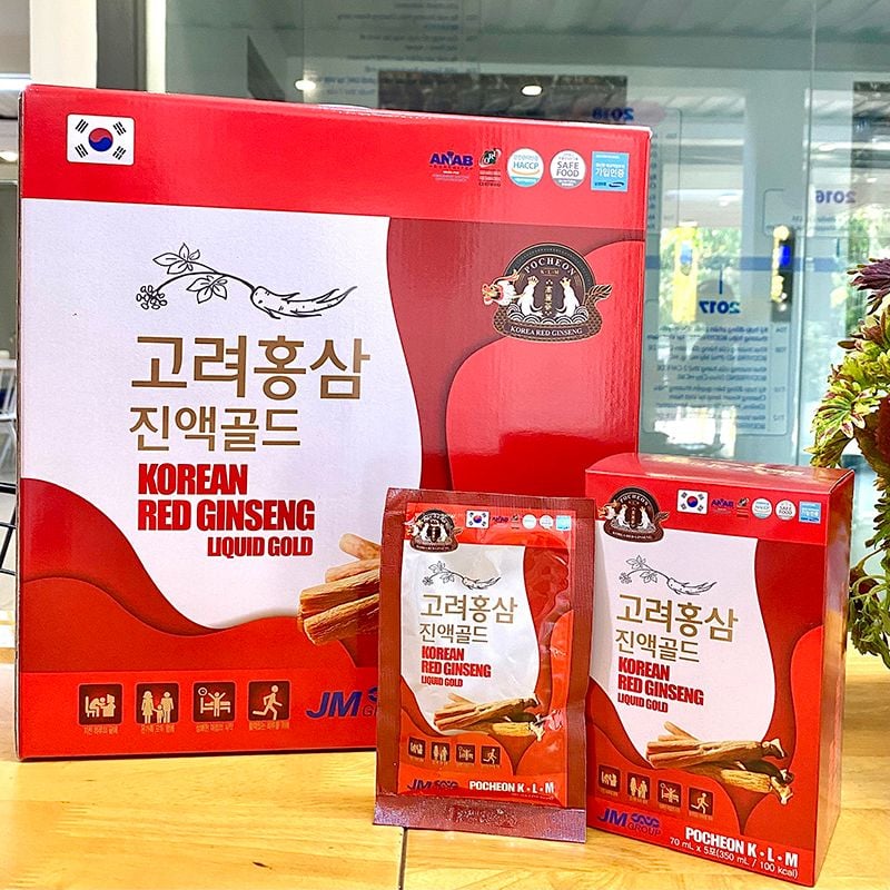 Nước Hồng Sâm Hàn Quốc Gold Pocheon Hộp 30 gói 70ml - Sâm Yến Hoàng Gia