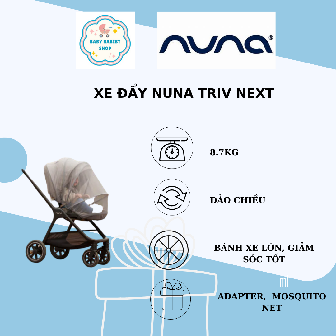 Xe đẩy 2 chiều gấp gọn cho bé NUNA TRIV NEXT - màu OCEAN ( Blue ) - Baby Rabbit Shop