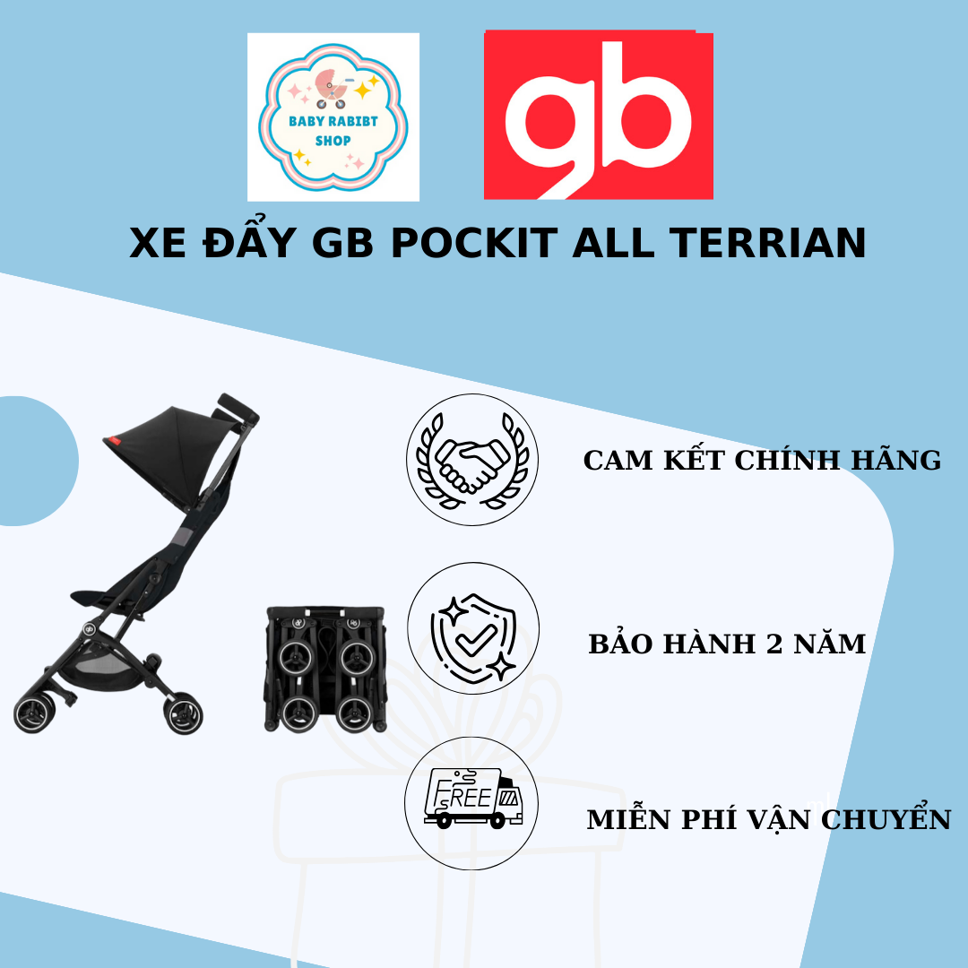 Xe đẩy gấp gọn GB Pockit+ All Terrain Color VELVET BLACK - Baby Rabbit Shop