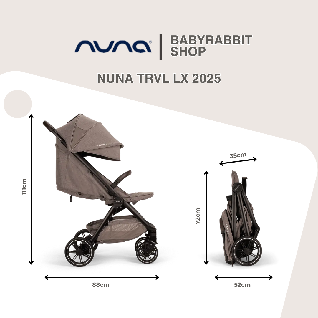 Xe đẩy gấp gọn Nuna Trvl LX 2025 dùng cho bé từ sơ sinh - Baby Rabbit Shop