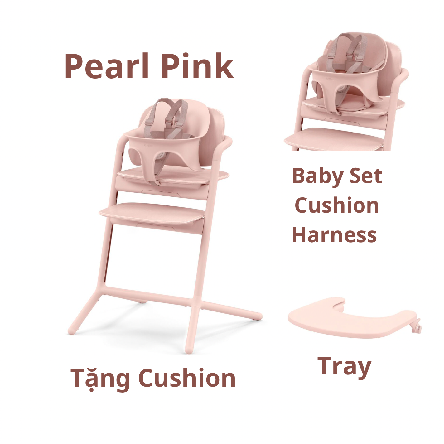 Ghế ăn cho bé Cybex Lemo Chair màu Pearl Pink – Baby Rabbit Shop