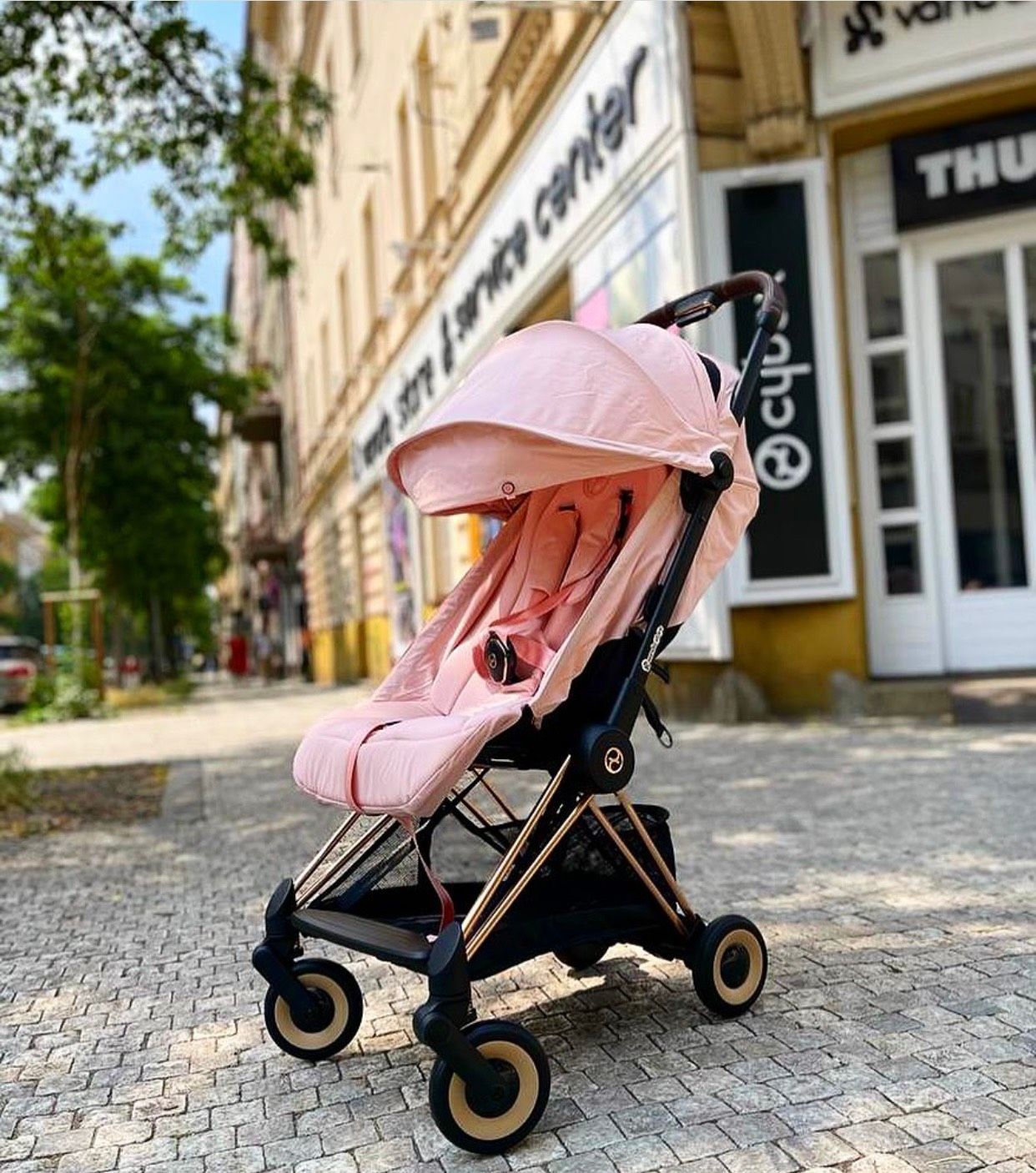 Xe đẩy du lịch gấp gọn Cybex Coya Frame Rose Gold Color Peach Pink ...