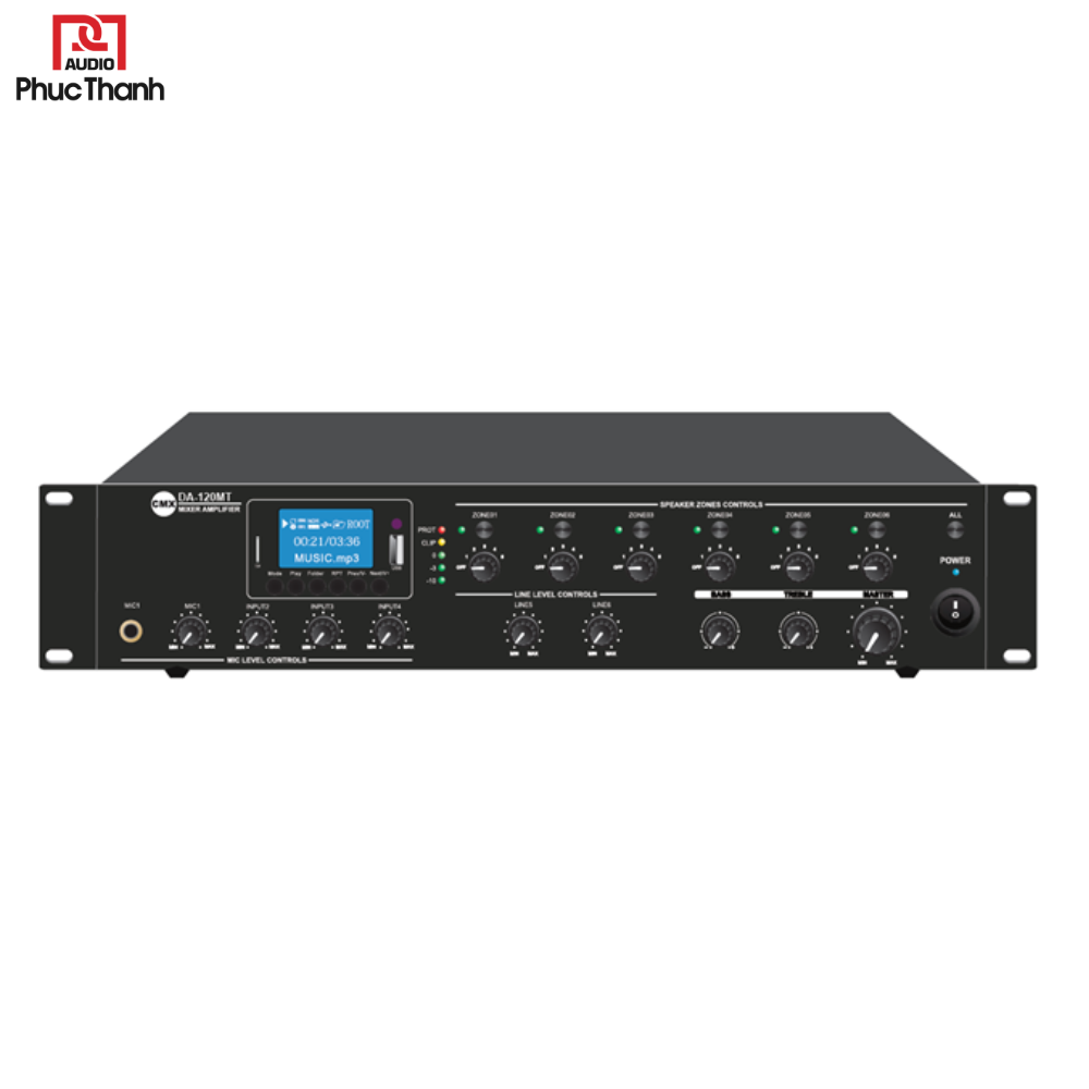 6 Zone Mixer Amplifier with ATT/Mp3/USB/FM/Bluetooth