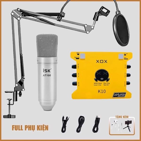 Bộ livestream XOX K10 Micro thu âm ISK AT100
