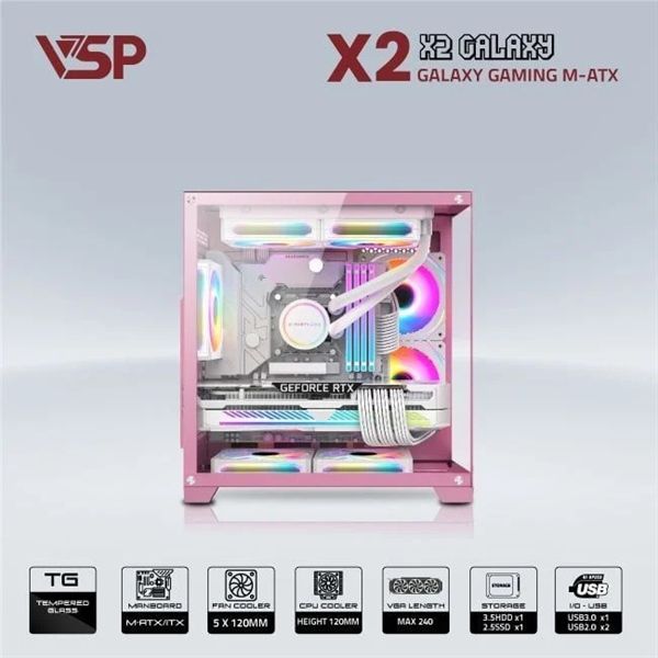 CASE VSP AQUANAUT GALAXY GAMING X2 M-ATX(PINK)