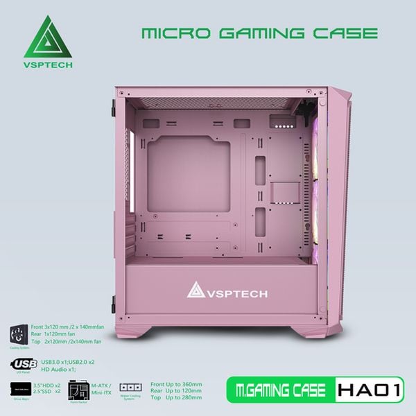 CASE VSP VSPTECH HA01-P (Màu Hồng)