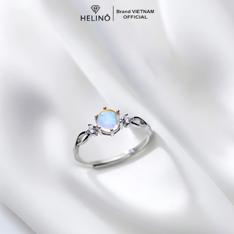 Nhẫn bạc nữ HELINO đính đá moonstone đổi màu sang trọng, phụ kiện tran