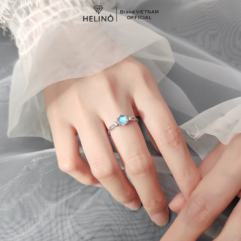 Nhẫn bạc nữ HELINO đính đá moonstone đổi màu sang trọng, phụ kiện tran