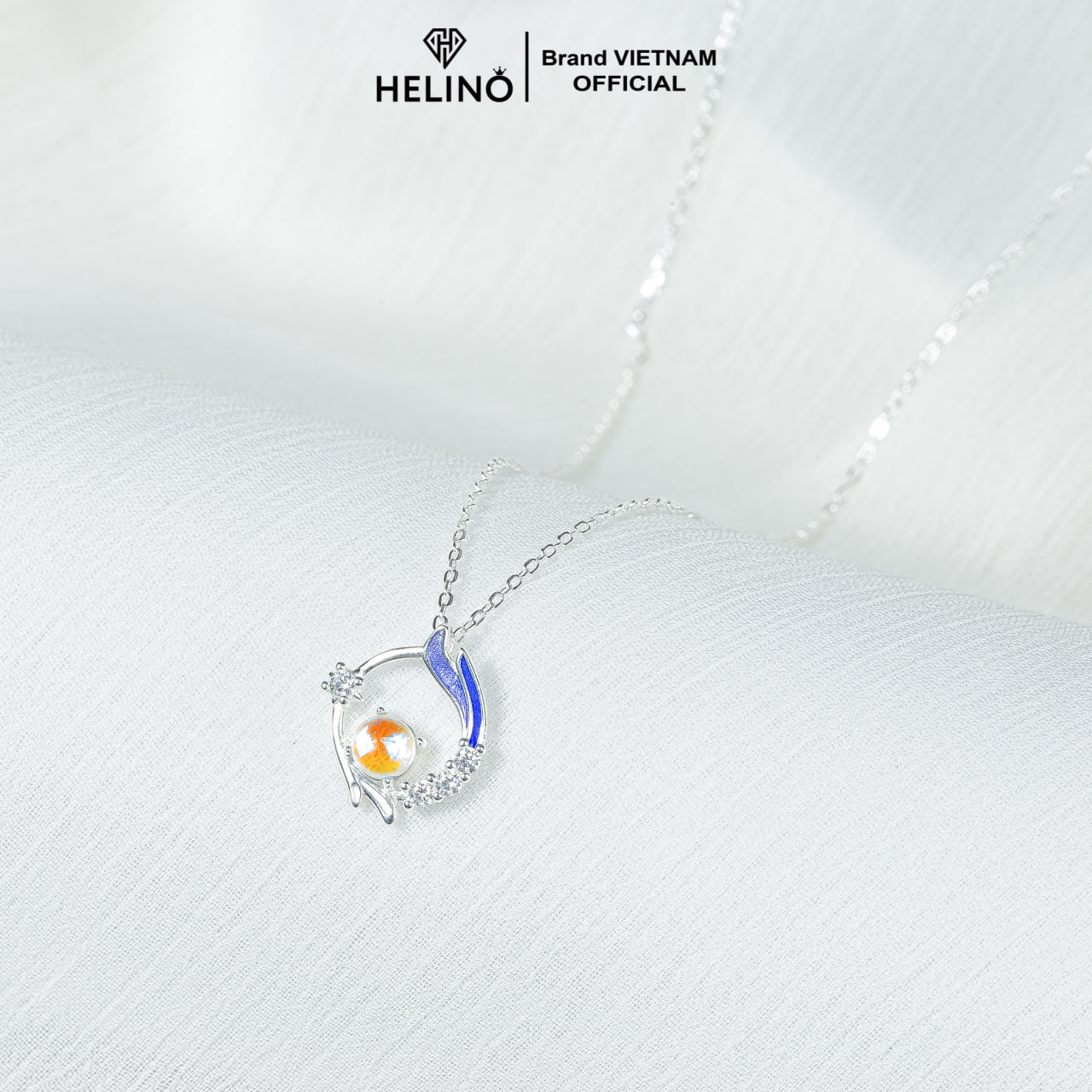Dây chuyền bạc nữ HELINO đường tròn Violet đính đá Moonstone đổi màu x